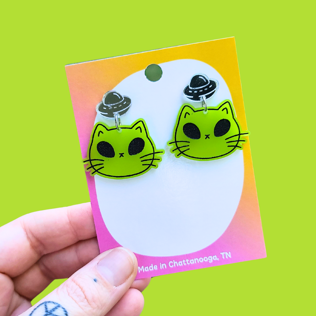 Alien Cats with Spaceship Stud – MiniKitty